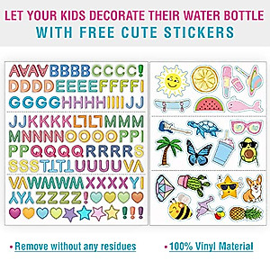 CHILLOUT LIFE 17 oz Kids Insulated Water Bottle for School with Straw Lid Leakproof and Cute Waterproof Stickers, Personalized Stainless Steel Thermos Flask Metal Water Bottle, Blue Space