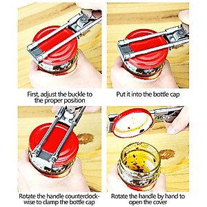 Jar Opener Stainless Steel Retractable Can Opener Manual Adjustable Stainless Steel Can Opener Multifunctional Jar Bottle Opener Bottle Jar Lid Gripper Kitchen Accessories 2pcs (2Pcs)