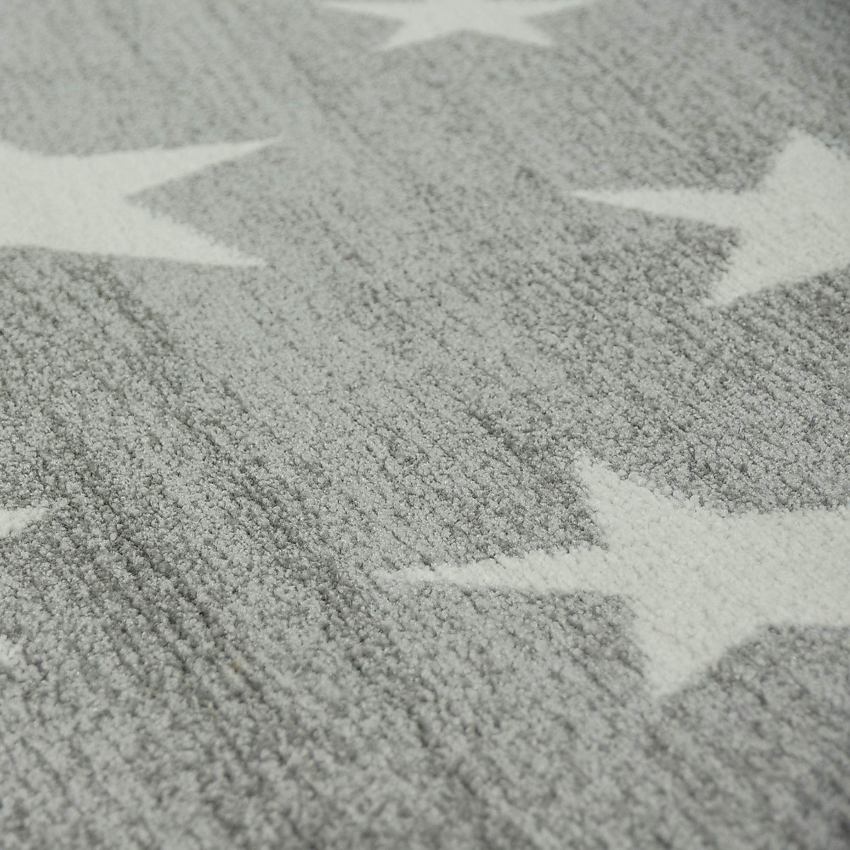 Kids Room Rug Starry Sky Design Star Trend for Playroom Pastel in Grey White, Size:5'3" x 7'3"