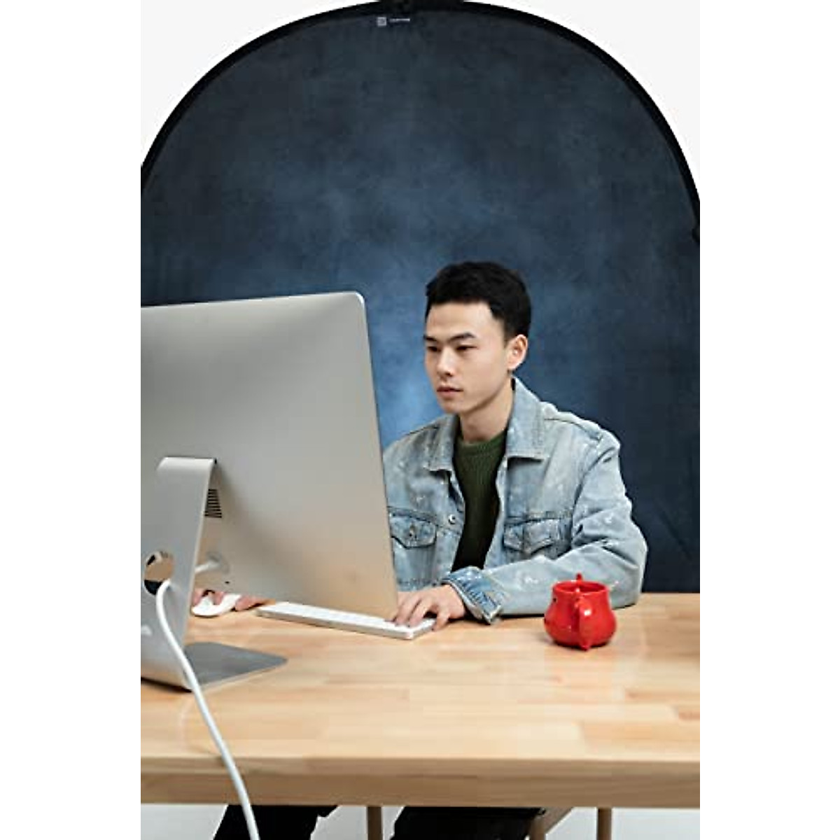 Kate Dark Blue Collapsible Backdrop for Photography Brown Pop Up Photo Backdrops Portable Folding Background for Portrait, Live Streaming, 5x6.5ft