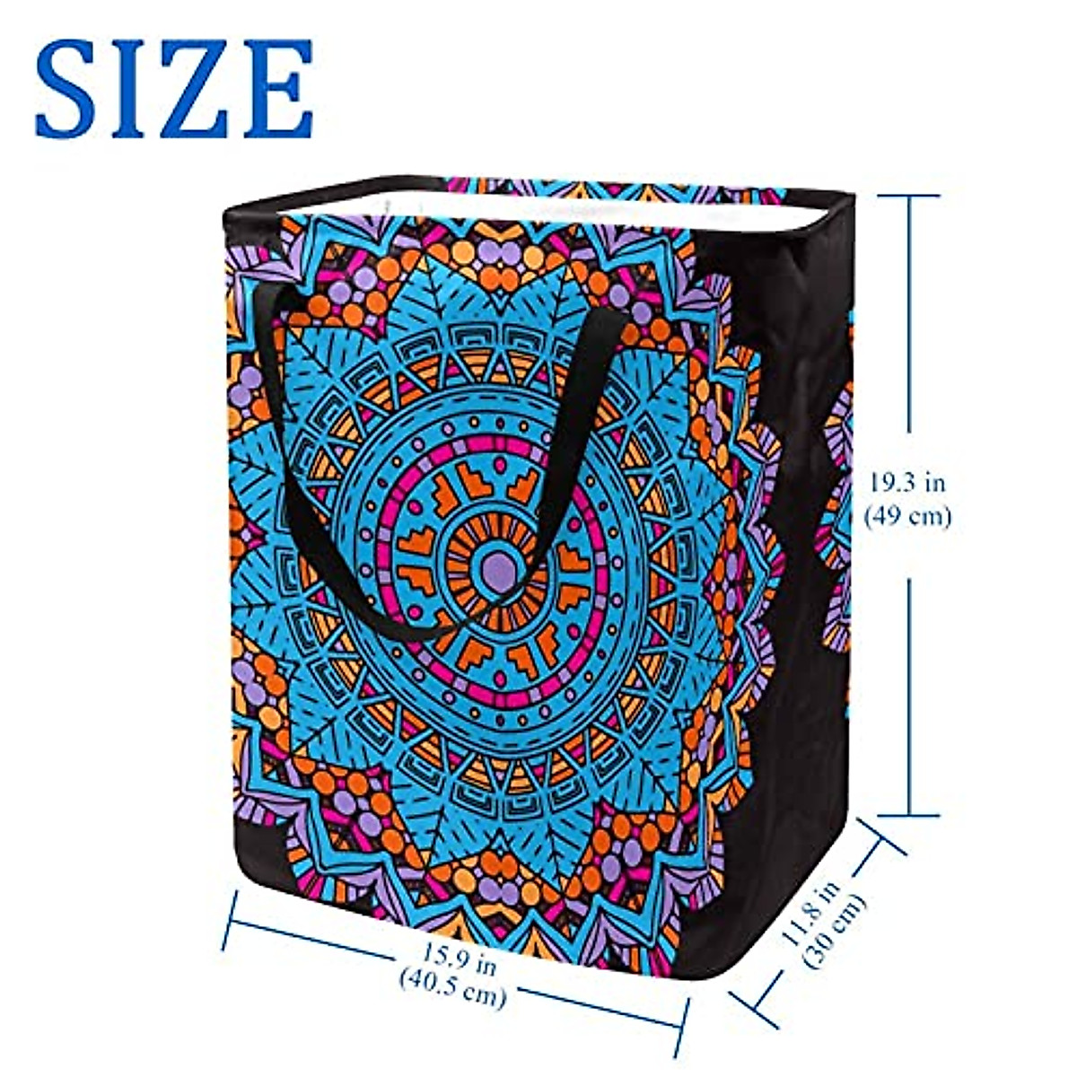 Mandala Geometric Floral Laundry Basket Collapsible Storage bin with Handles for Hamper,Kids Room,Toy Storage