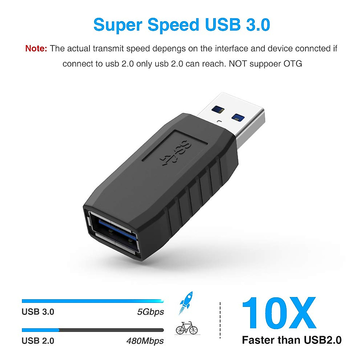 ELUTENG USB Coupler Male to Female 4Packs USB 3.0 Type A Adapter Superspeed 5Gbps USB Port Extension Connector Bridge Compatible with Laptop Computer Hard Drive Printer Camera