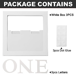 HPLYEL One Boxes for 1st Birthday, 3PCS Balloon Boxes Decorations for Baby Shower Birthday Decoration with ONE Letters for Boys and Girls 1 Year Old Birthday Party Backdrop Photoshoot Props (White)