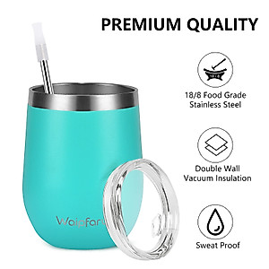 Waipfaru Wine Tumbler, 12 Oz Insulated Wine Tumbler With Lid and Straw, Stainless Steel Stemless Cup, Double Wall Vacuum Wine Tumbler for Wine Coffee Cocktails Champagne (Glitter Violet Ombre)