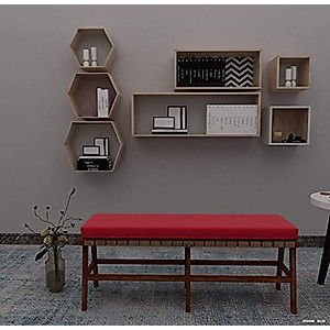 MYLSMPLE Bench Cushion Chair Pad Outdoor Bench/Swing Cushion Slip Cover Water Resisitant UV Protection Indoor Patio Furniture Cushion Cover with Zipper Replacement Cover (36"X18"X2", Red)