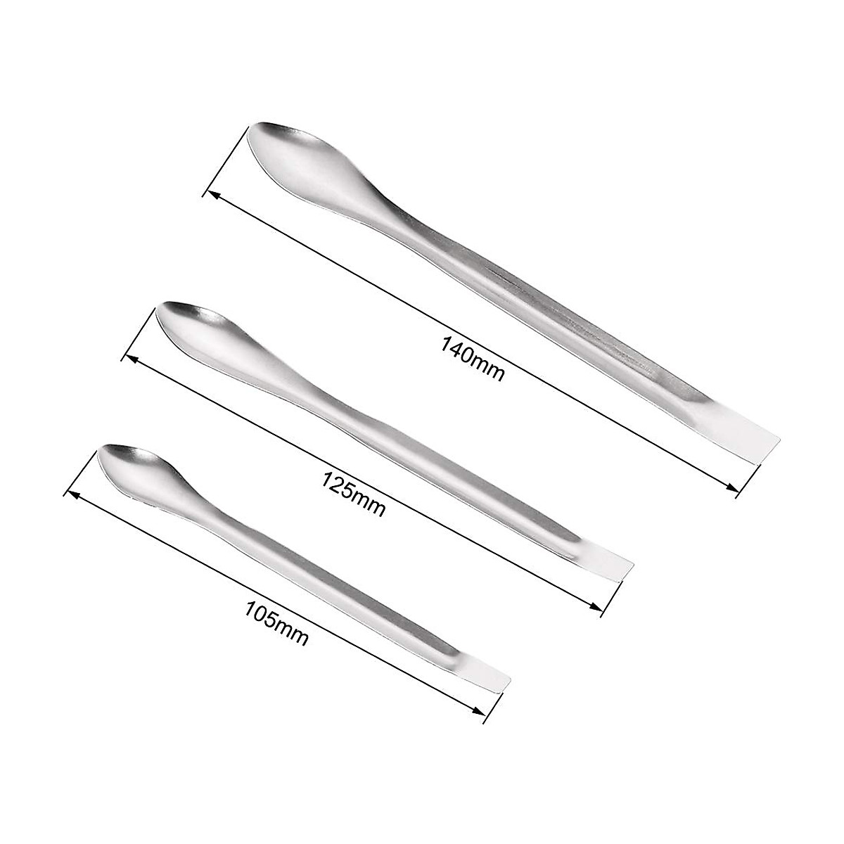 uxcell Micro Scoop Stainless Steel Reagent Sampling Lab Spoon Spatulas for Laboratory 105/125/140mm 3in1 3Pcs