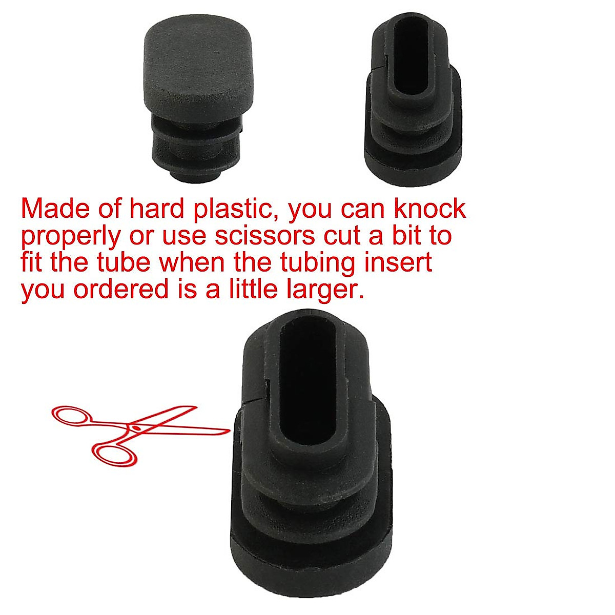 uxcell 16mm x 30mm Plastic Oval Shaped End Cup Tube Insert Black 24 Pcs