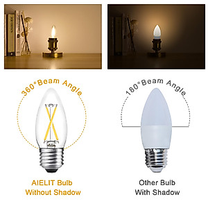 AIELIT B11 Vintage E26 LED Candelabra Light Bulbs, 2W (25W Equivalent), Soft White 3000K, Clear Glass, 200 Lumens, Dimmable LED Edison Bulb for Chandelier Ceiling Fan Pendant Lights, 3-Pack