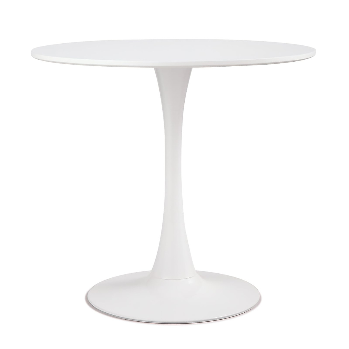 Gecheer 31.5" H White Tulip Table Mid-Century Dining Table with Round MDF Table Top, Pedestal Dining Table, End Table Leisure Coffee Table