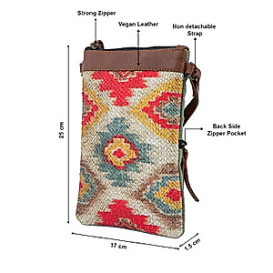 Mona B Canvas Handbag for Women | Zipper Bag | Crossbody Bag | Stylish Vintage Recycled Upcyled Bags Women (Brown-Sloane)