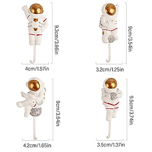 gofidin 4 Pcs Creative Astronaut Model Hooks Cartoon Planet Kitchen Strong Glue Hanger Nail-Free Door Behind Key Holder Bathroom Accessories Wall Hook