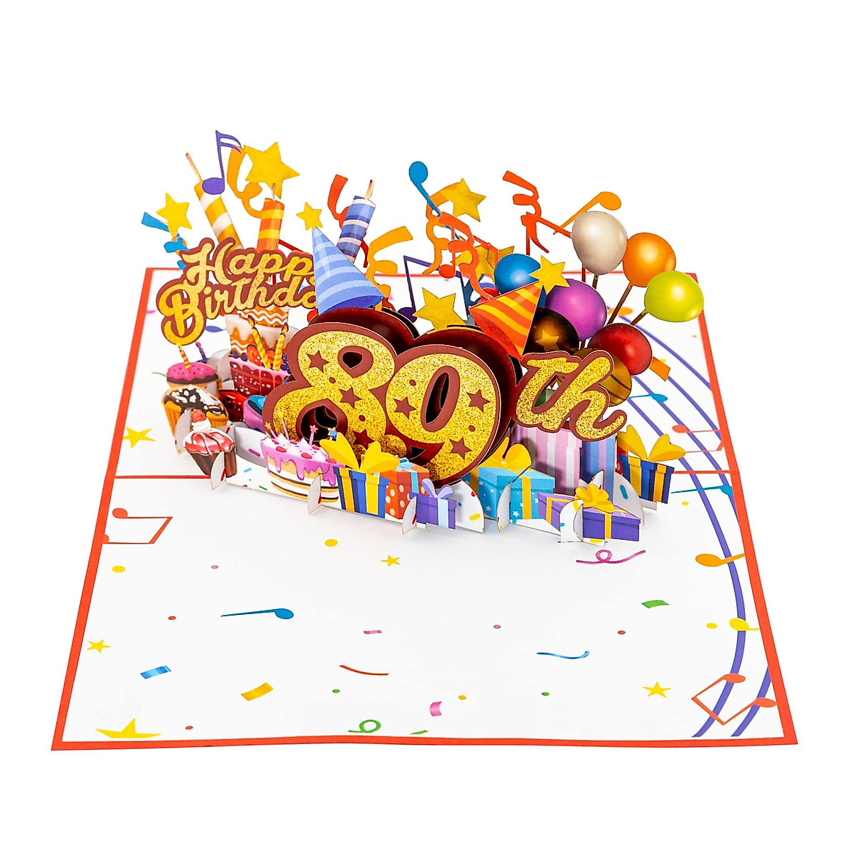 iGifts And Cards Happy 89th Red Birthday 3D Pop Up Greeting Card – Awesome 89 Birthday Card For Woman, Man, Happy Eighty Nine Birthday Gift For Mom, Dad, Wife, Husband Present, 5" X 7"