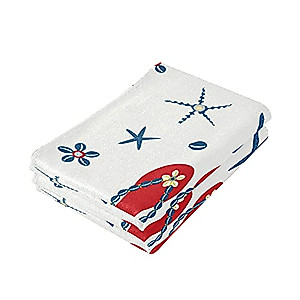 susiyo Patriotic Flip Flop Starfish Towel 2 Pcs Set, Small Washcloth Fingertip Towel for Home Decor