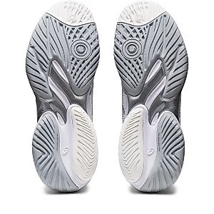 ASICS Women's Court FlyteFoam 3 Tennis Shoes, 9.5, White/Pure Silver