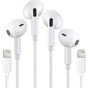 2 Pack-Apple Earbuds iPhone Headphones [Apple MFi Certified] Earphones with Lightning Connector (Built-in Microphone & Volume Control) Compatible with iPhone 14/13/12/11/XR/XS/X/8/7 Support All iOS