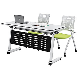 Foldable Meeting Table, Flip Top Mobile Training Table for Conference Rooms,Training Rooms,Media Centers,Classrooms,W/ storage layer & Lockable wheels ( Color : A(without chair) , Size : 120*40*75cm )