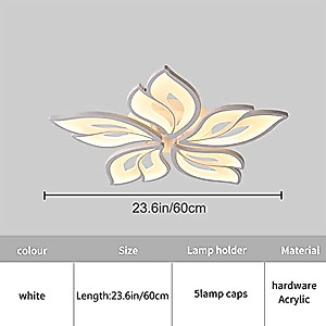 Garwarm Modern Ceiling Light,23.6” Dimmable LED Chandelier Flush Mount Ceiling Lights,Remote Control Acrylic Leaf Ceiling Lamp Fixture for Living Room Dining Room Bedroom 60W