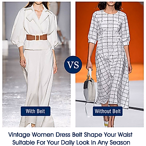 JASGOOD Women Dress Waist Belt Stretchy Elastic Vintage Belts for Dress Santa Belt with Metal Buckle