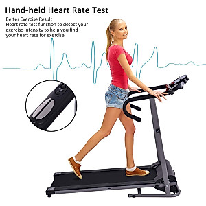 Goplus 1100W Electric Folding Treadmill, with LCD Display and Heart Rate Sensor, Compact Running Machine for Home