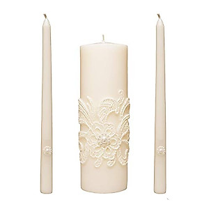Hosley 11.50 Inch High White Wedding Unity Candle Set Includes 1 Pillar and 2 Taper Candles Great for Weddings as Well as Special Events and Emergency Lighting or for Reiki Spa Meditation