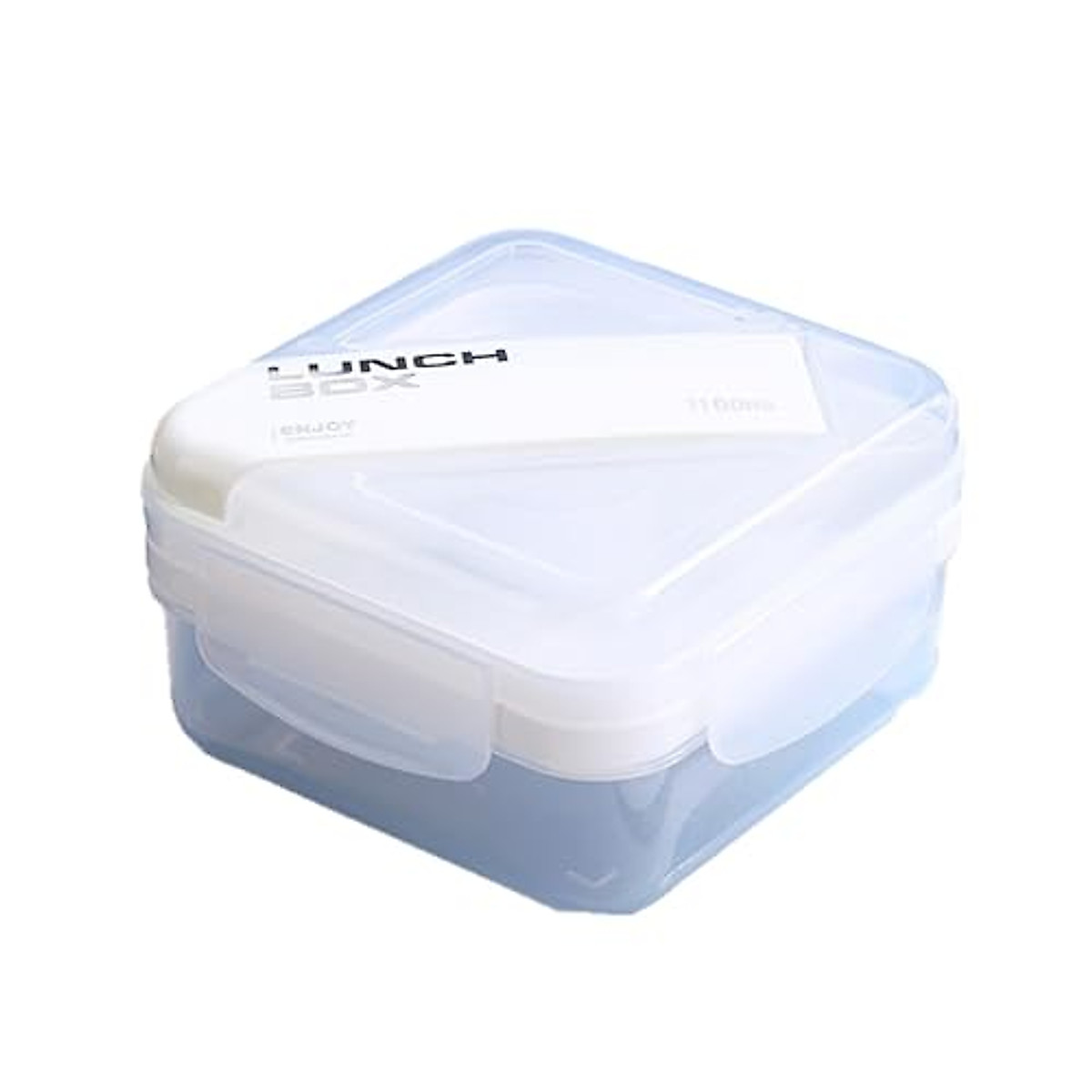 ulafbwur Leak-proof Lunch Box Bento Lunch Box 2-compartment Double Layer with Sauce Container Reusable Spork Leak-proof Home Supply Lunch Box with Locking Clip White