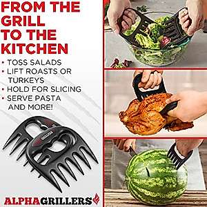 Alpha Griller Meat Claws for Shredding & Meat Shredder Tool - Meat Shredder Claws & Bear Claws for Shredding Meat, Smoker Accessories for BBQ Gifts for Men & Stocking Stuffers for Men