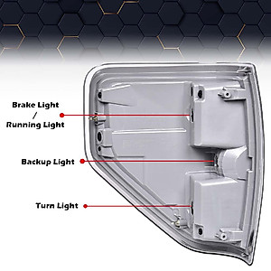 PIT66 Tail Lights Rear Lamps,Compatible with 2009-2014 Ford F150 (Basic Style, Black)