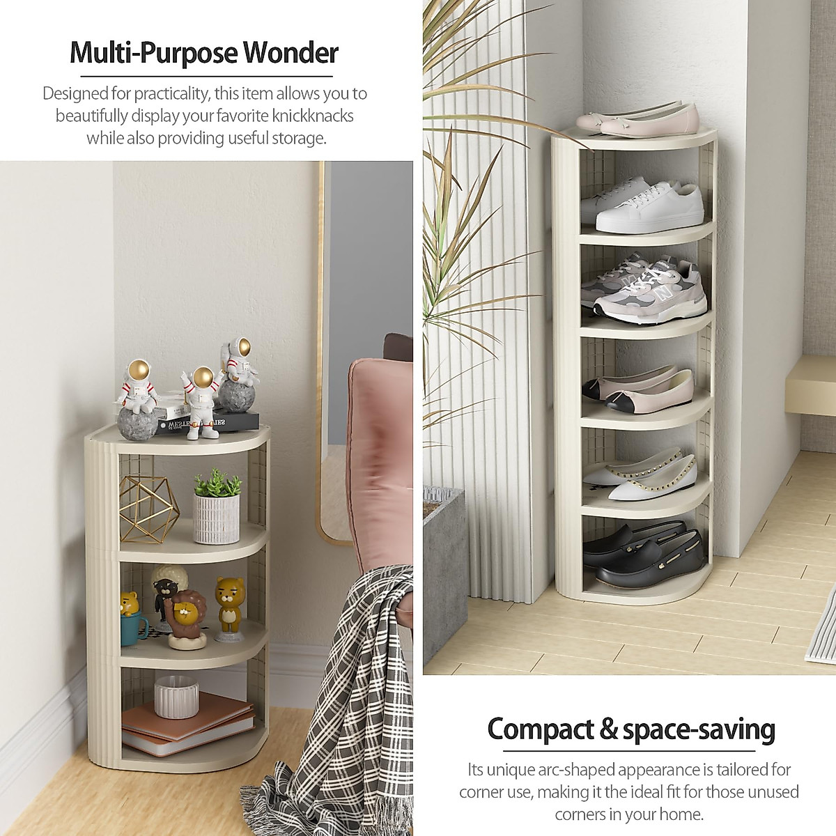 NestSprout 9 Tiers Corner Shoe Rack - Free Standing Shoe Shelf for Entryway Bedroom, Vertical Shoe Organizer for Small Space, Expandable Shoe Tower, Multi-Purpose Plastic Rack