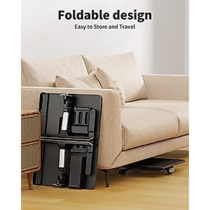 Laptop Bed Tray Desk with LED Desk Light, SAIJI Adjustable Laptop Stand for Bed, XX-Large PVC Leather Foldable Laptop Table with Book Stand, School Supplies for High School College Students (Black)