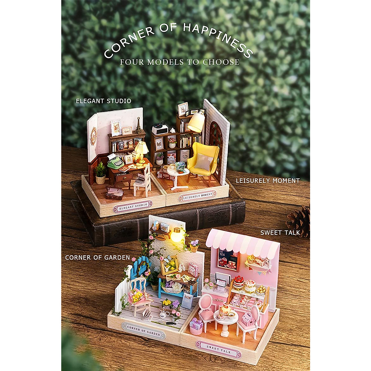 Flever Dollhouse Miniature DIY House Kit Creative Room with Furniture for Romantic Valentine's Gift (Corner of Garden)