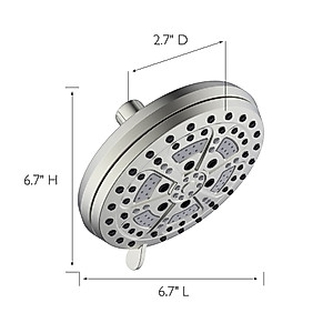 Design House 582700-SN Mills Modern 7-inch 6-Function Shower Head Featuring Eco-Drip Shower Setting for Bathroom, Satin Nickel