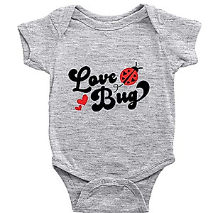 Love Bug Cute Ladybug Toddler Rompers for Baby Boy Girl Newborn Jumpsuit Short Sleeve Onesie D-Gray