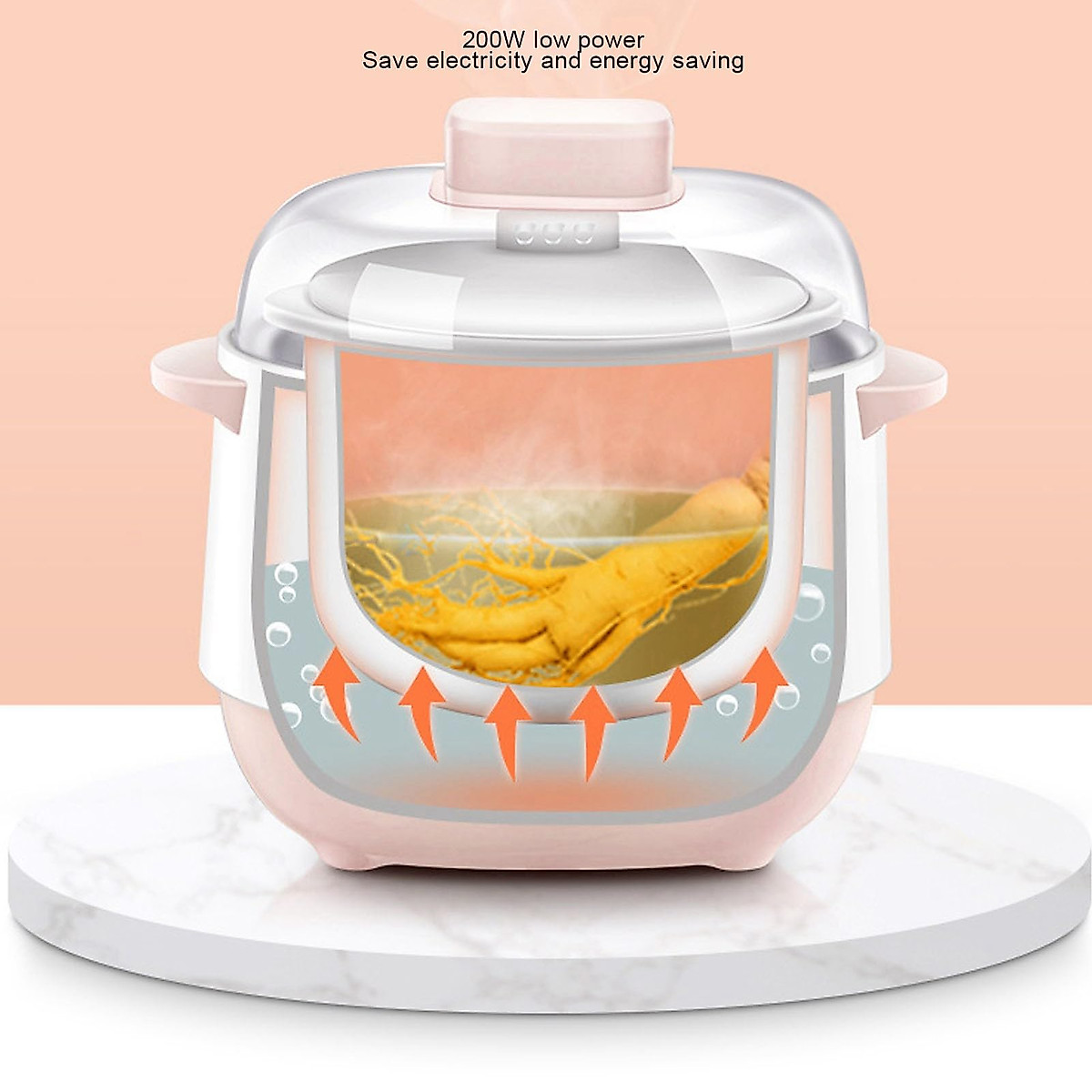 Jiawu Electric Stew Pot, 200W 1 L Digital Electric Rice Cooker with Lid, Small Ceramic Stew Cooker Built in Timer, Makes Soups, Stews, Porridges, Grains and Cereals for Individuals (US