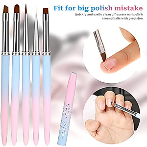 5Pcs Nail Polish Clean Up Brush Set, Manicure Nail Art Polish Remover Brush with Nail Liner Brush Professional Nail Detail Brush Nail Painting Tool for Nail Art Design & Polish Mistake Cleaning
