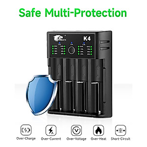 IMREN 18650 Battery Charger,21700 Battery Charger for 3.7V 14500 10400 18500 18350 18650 18700 20700 21700 22650 26650 Li-ion Battery,1.2V Ni-MH/Ni-Cd Battery,4 Bay 18650 USB C Charger