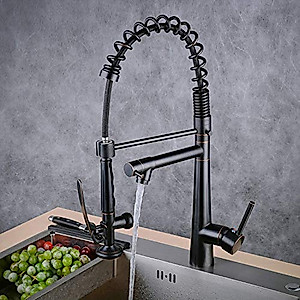 Kitchen Faucet Oil Rubbed Bronze, Beelee Industrial Kitchen Sink Faucet Commercial Faucet ，High Arc Pre-Rinse Kitchen Faucet with Pull Down Spring Spout and Pot Filler