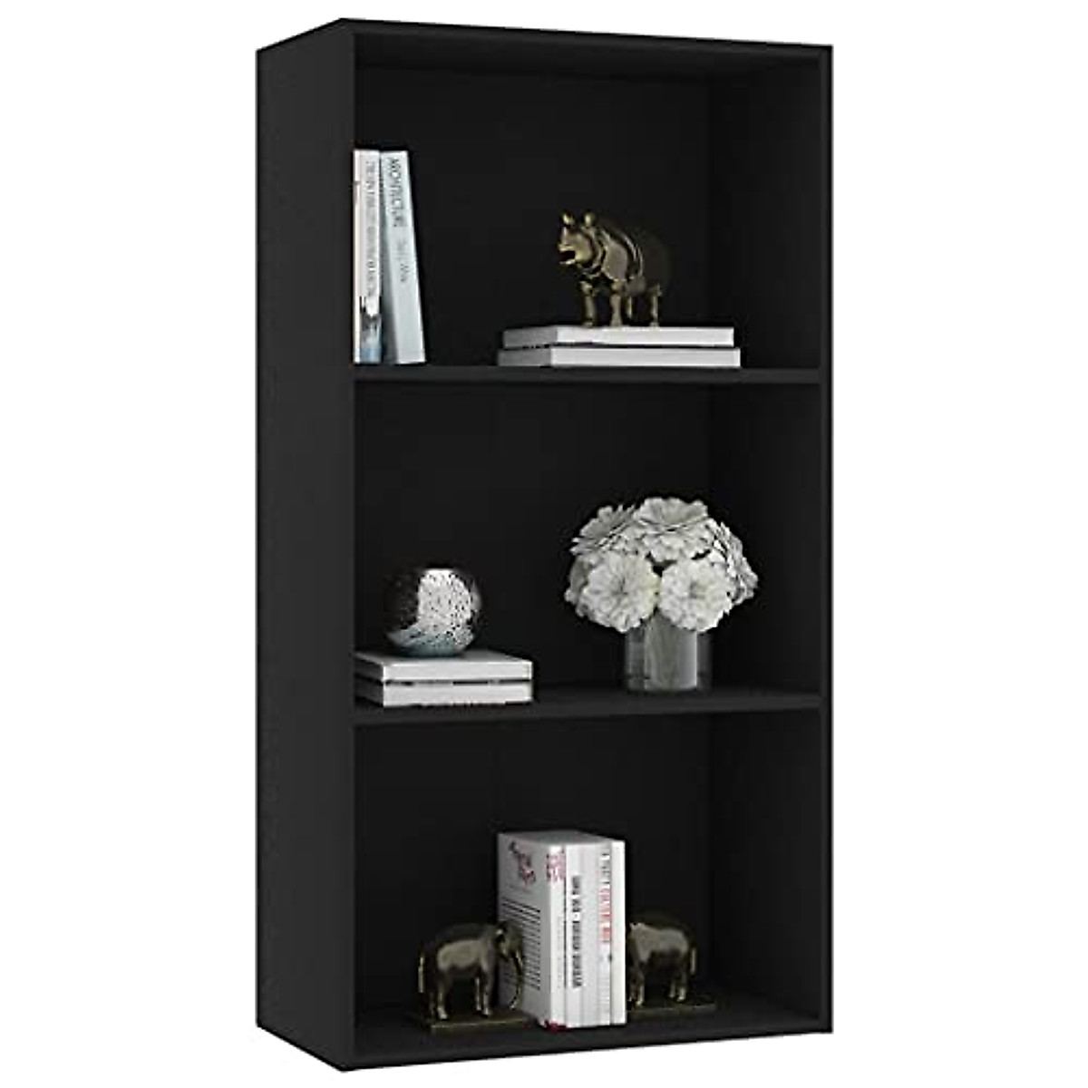 WHOPBXGAD 3-Tier Book Cabinet,Bookcase with Shelves, Wooden Bookshelf Board, Easy to Assemble Suitable for Bedroom, Living Room, Office,Black 23.6"x11.8"x44.9" Engineered Wood