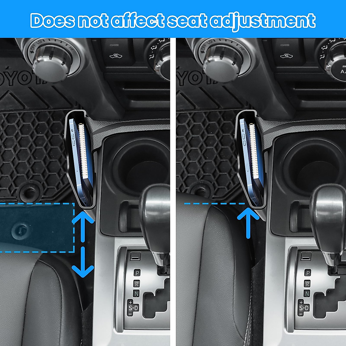 DIAMOOKY Upgraded 2PCS Center Console Organizer Compatible with Toyota 4Runner 2024 2023 2022 2021 2020 2019-2010 Gear Shift Organizer Tray Armrest Storage Box 5th Gen 4 Runner Interior Accessories