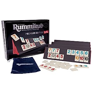 Rummikub Premium Edition by Pressman - Features Racks - Large Number Engraved Tiles and a Storage Bag for The Ultimate Rummikub Experience by Pressman , Silver