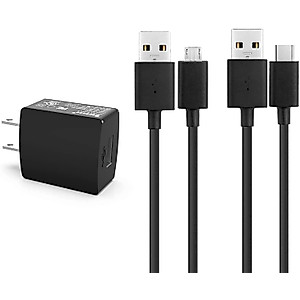 UL Listed AC Charger Power Adapter Fit for Barnes & Noble Nook Glowlight 3 4, Plus eReader, Tablet 7,Ereaders,Simple Touch,Color Models BNTV200 BNRV250A BNRV250 with 5 Ft Charging Cable Cord