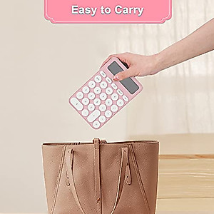 Standard Calculator 12 Digit,6.2 * 4.2in Desktop Large Display and Buttons,Calculator with Large LCD Display for Office,School, Home & Business Use,Automatic Sleep,15 °Tilt Screen (Pink)