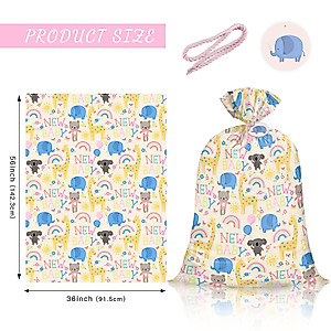 WRAPAHOLIC 56" Large Baby Shower Plastic Gift Bag - Animals & New Baby Design for Baby Shower, Kids Birthdays, Parties, Celebrating, or Any Occasion - 56" H x 36" W