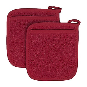 Ritz Premium Terry Pot Holders & Hot Pads with Pocket (2-Pack), 8.5"x7.75", High Heat Resistance, 100% Cotton, Paprika Red