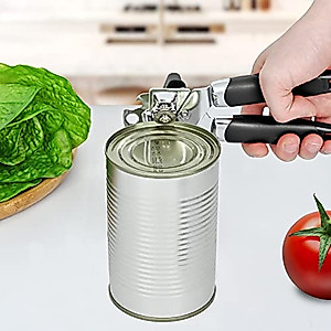 Elyum Can Opener, 3 in 1 Can Opener Manual Anti-Slip Grip Can Opener Smooth Edge, Heavy Duty Can Openers for Seniors with Arthritis, Young People, Black
