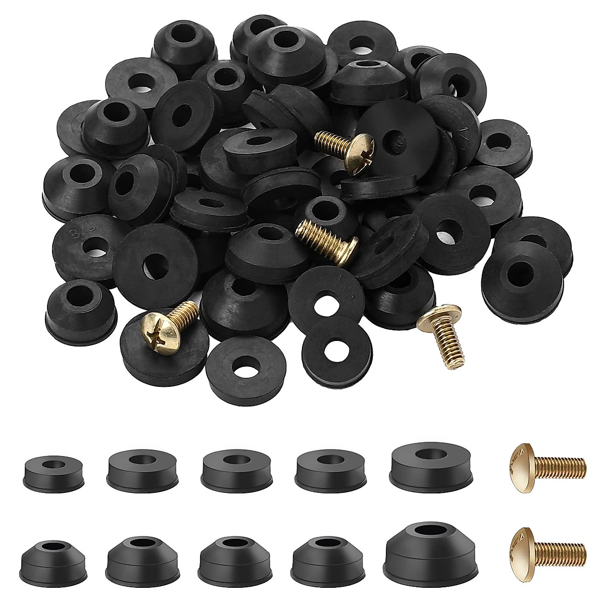 Faucet Washers,58 Pack Faucet Washer Assortment Kit Faucet Parts Washer Flat and Beveled Rubber Faucet Washers Assortment Replacement Kit for Repairing Faucet Leak Worn Out Washer Replacements