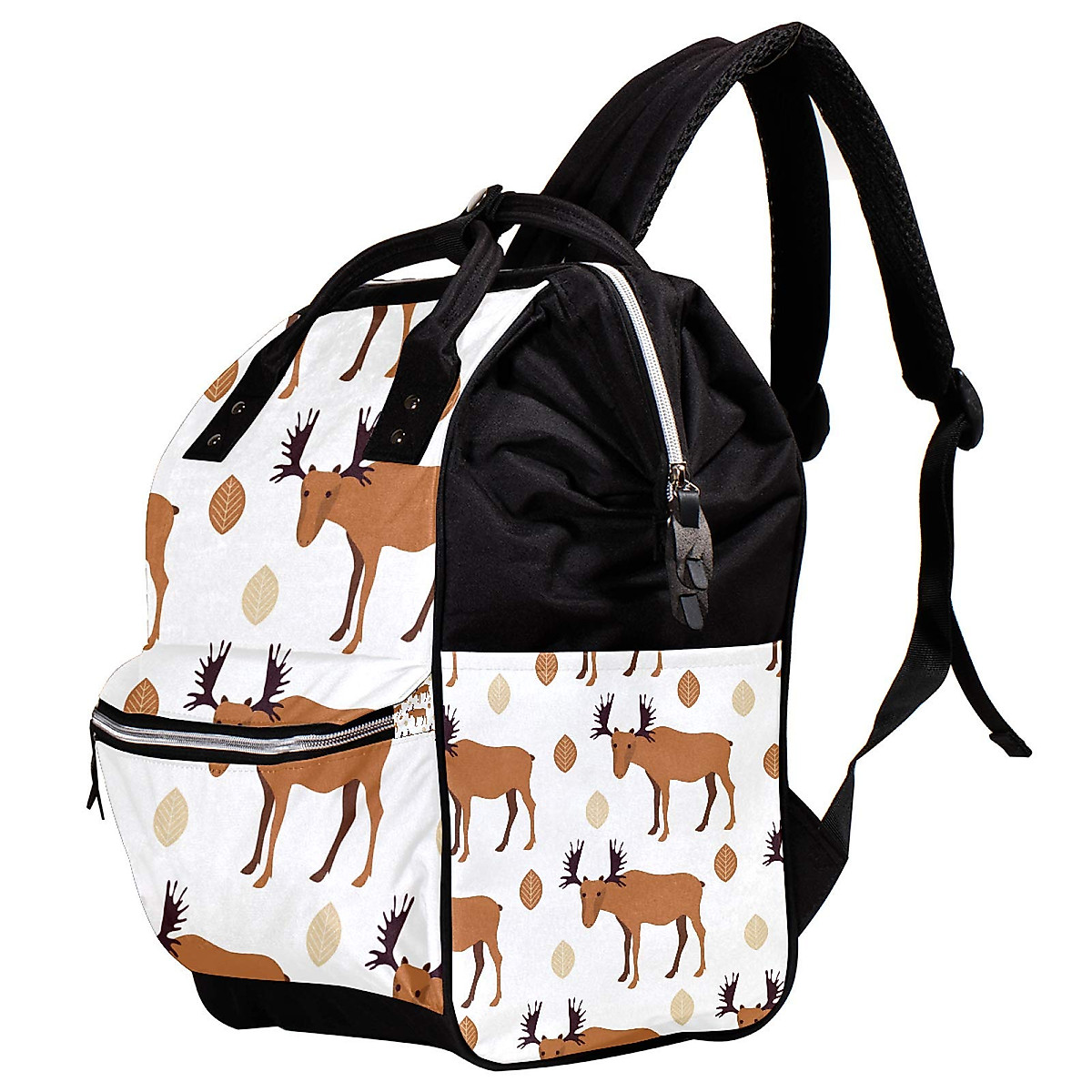 Mooses and Leaves Pattern Diaper Bag Mummy Backpack Large Capacity Baby Bag Multi-Function Travel Backpack Nappy Bags Nursing Bag for Baby Care