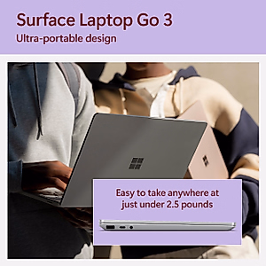Microsoft Surface Laptop Go 3 (2023) - 12.4" Touchscreen, Thin & Lightweight, Intel Core i5, 8GB RAM, 256GB SSD SSD, with Windows 11, Platinum Color Copilot