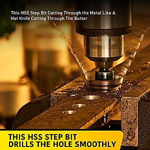 Anfrere Unique 5PCS Step Bits Set, 50 Sizes HSS Titanium Step Drill Bits, 1/8"-1-3/8" High Speed Steel Unibit Drill Bits Set for Sheet Metal with Storage Case, Multiple Hole Stepped Up Bits Home Tools