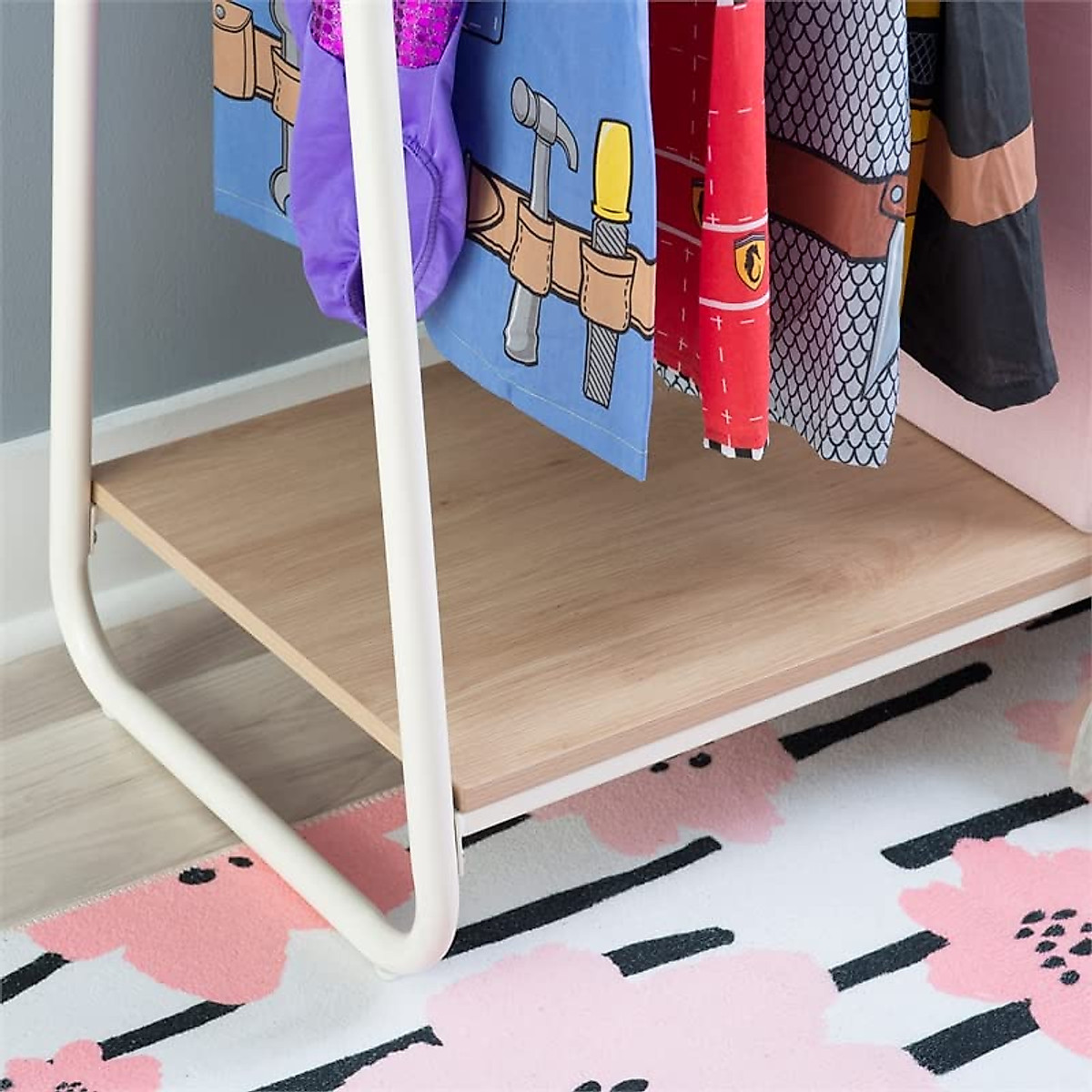 Linon Paisley Short Metal Clothing Rack in White