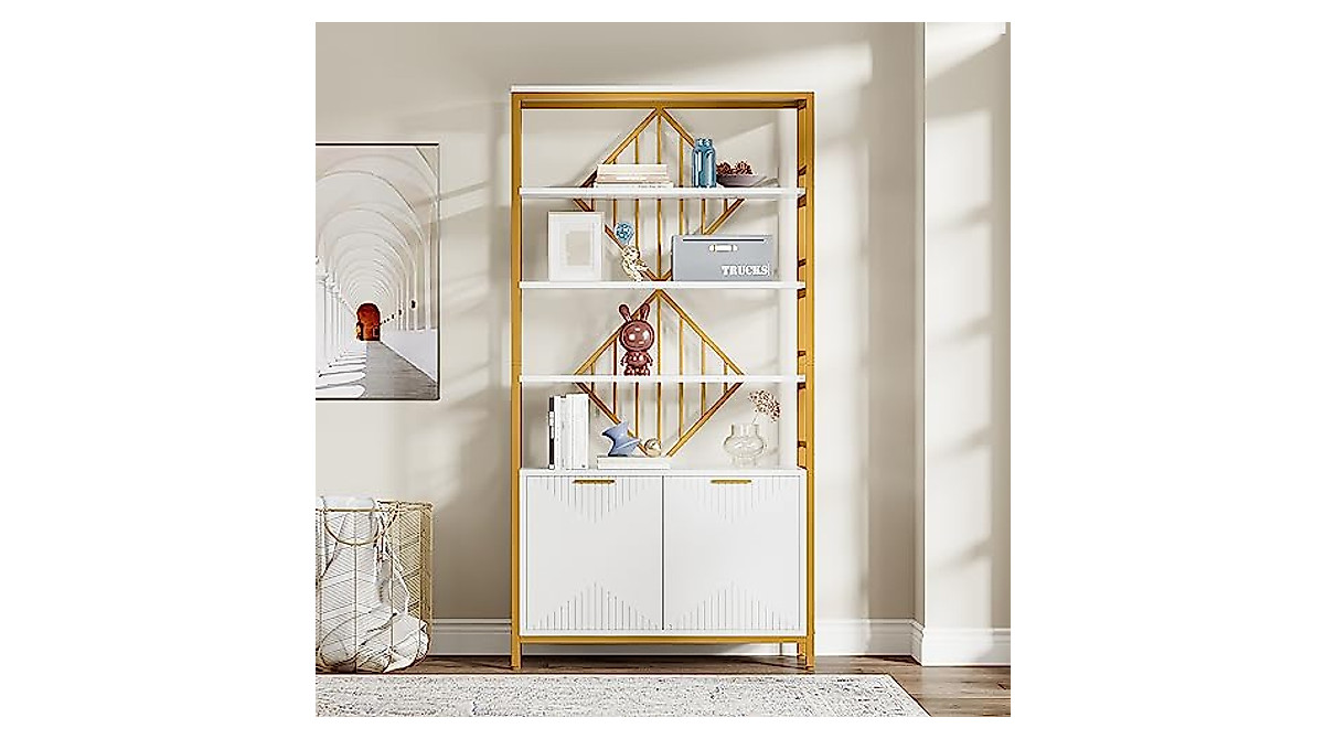 Tribesigns Modern Bookshelves with Doors - Stylish Storage